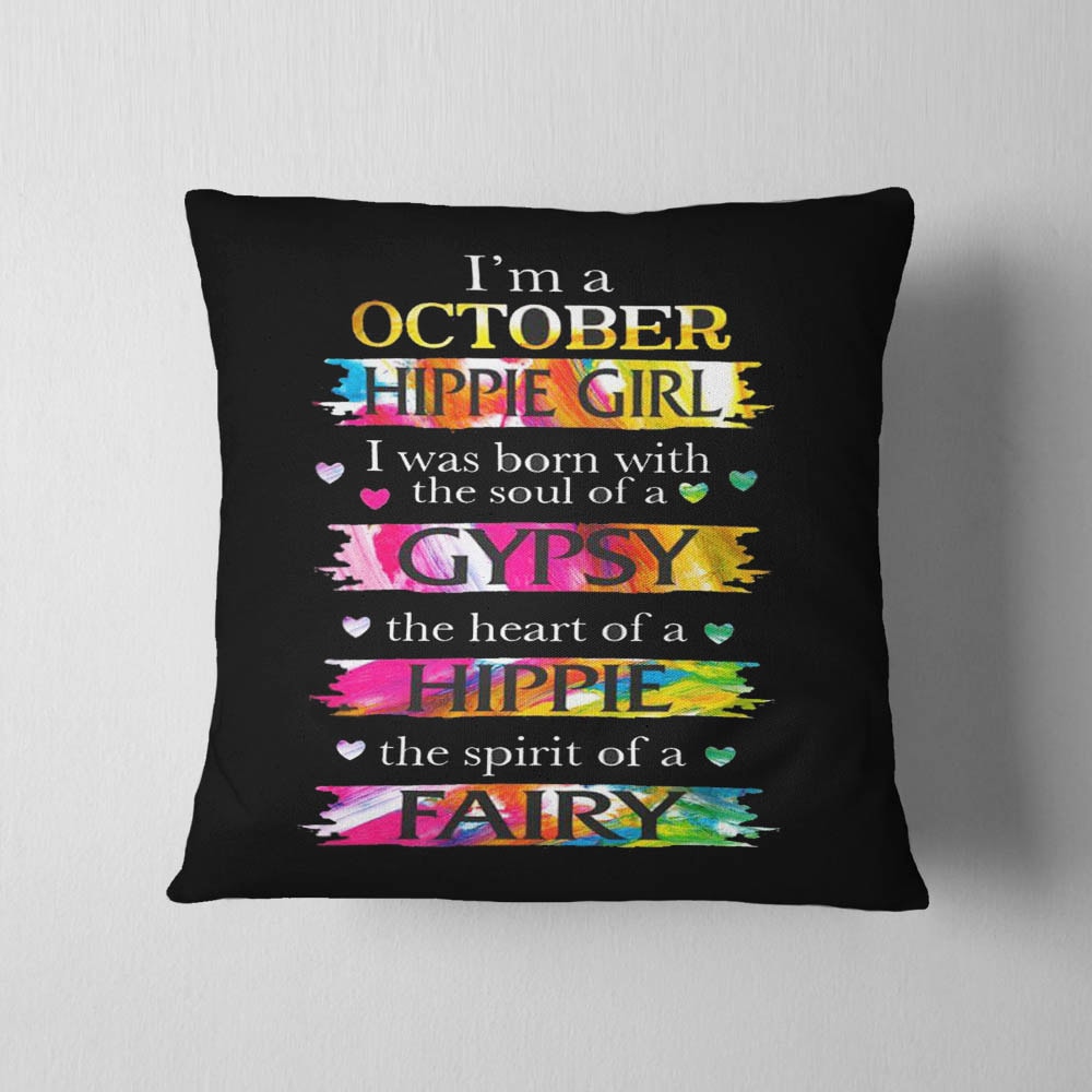 October Hippie Girl Cushion – MugArt
