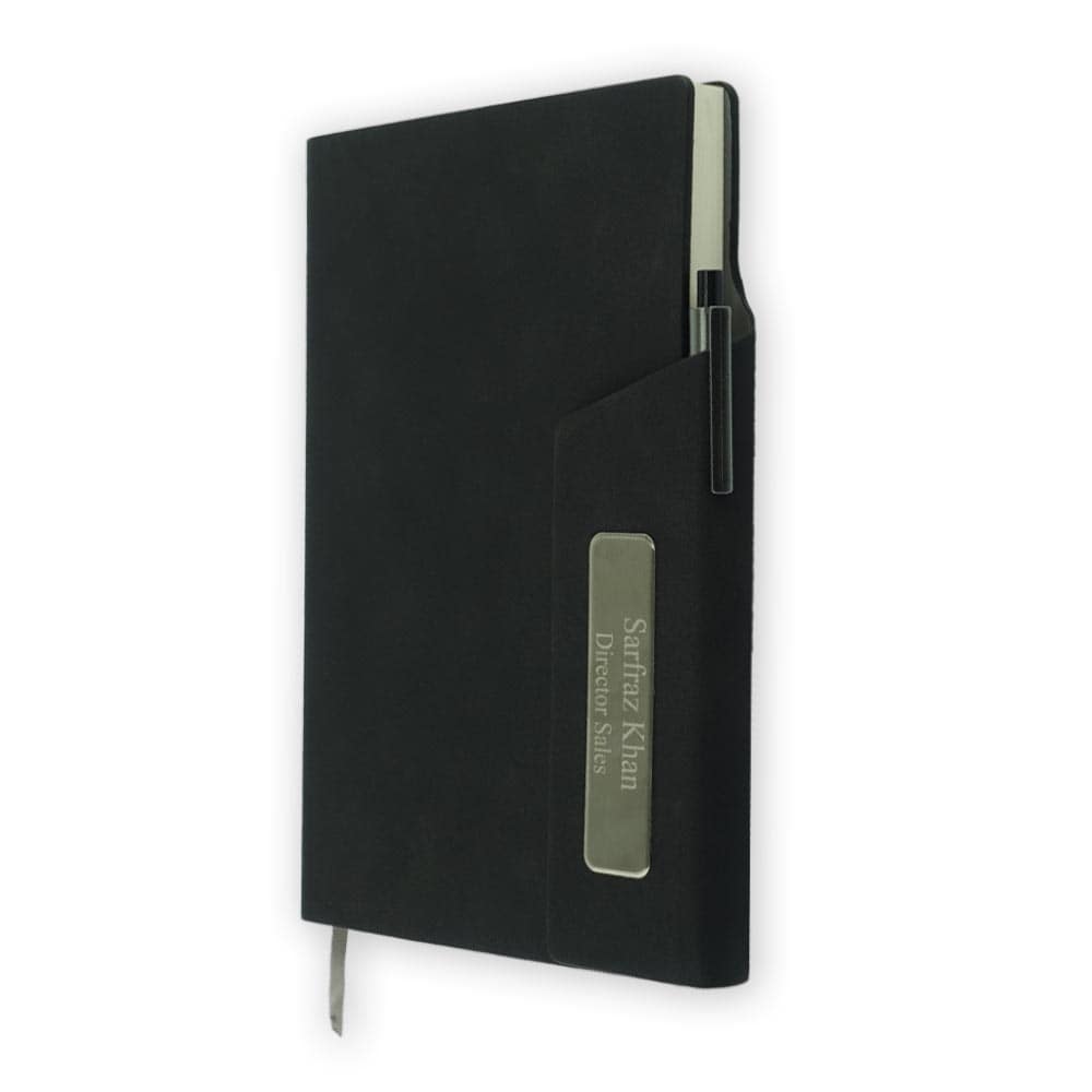 Leatherette Journal With Pen | Curved Magnetic Closing | Name Engraved ...